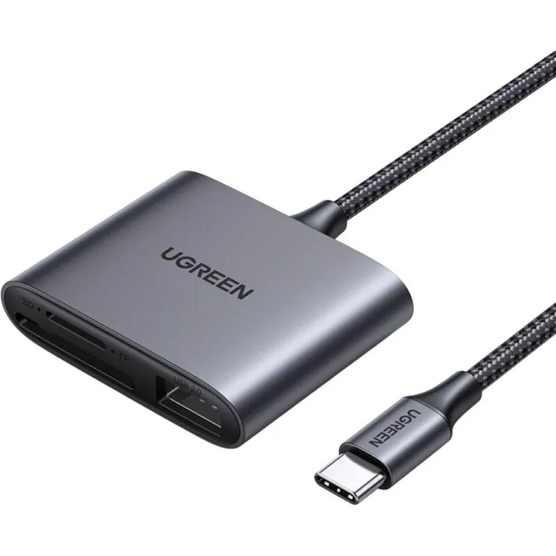 Картридер Ugreen CM387 (80798) USB-C to SD/TF + USB 2.0 серый 2226834