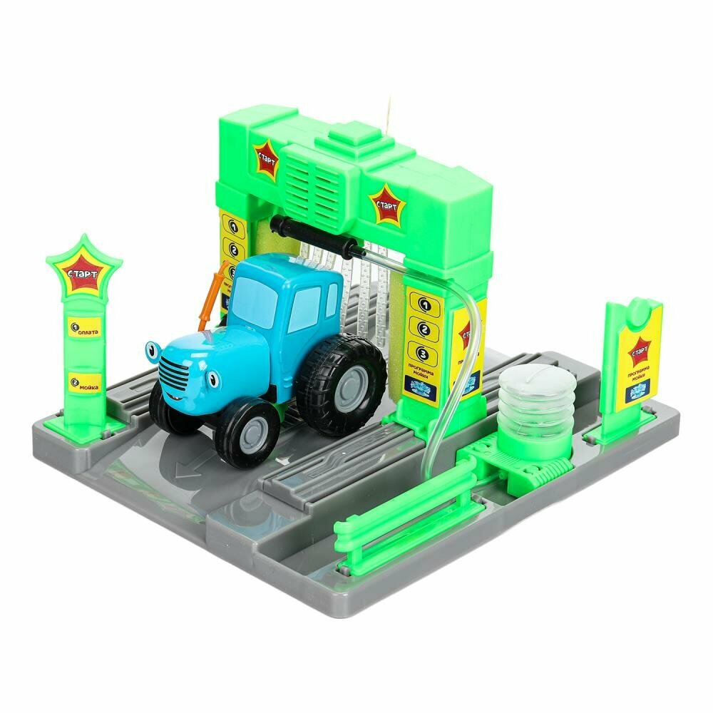 Игрушка Технопарк набор Синий Трактор + Автомойка с водой, светом и звуком