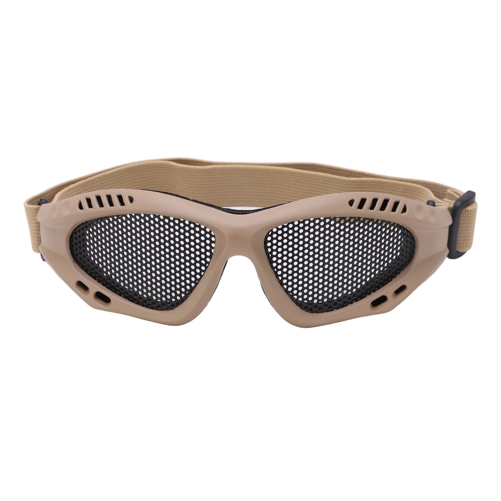 Защитные очки ударопрочные, песконепроницаемые, дышащие, с ремешком из железной сетки, в комплекте с сумкой для хранения, коричневые.