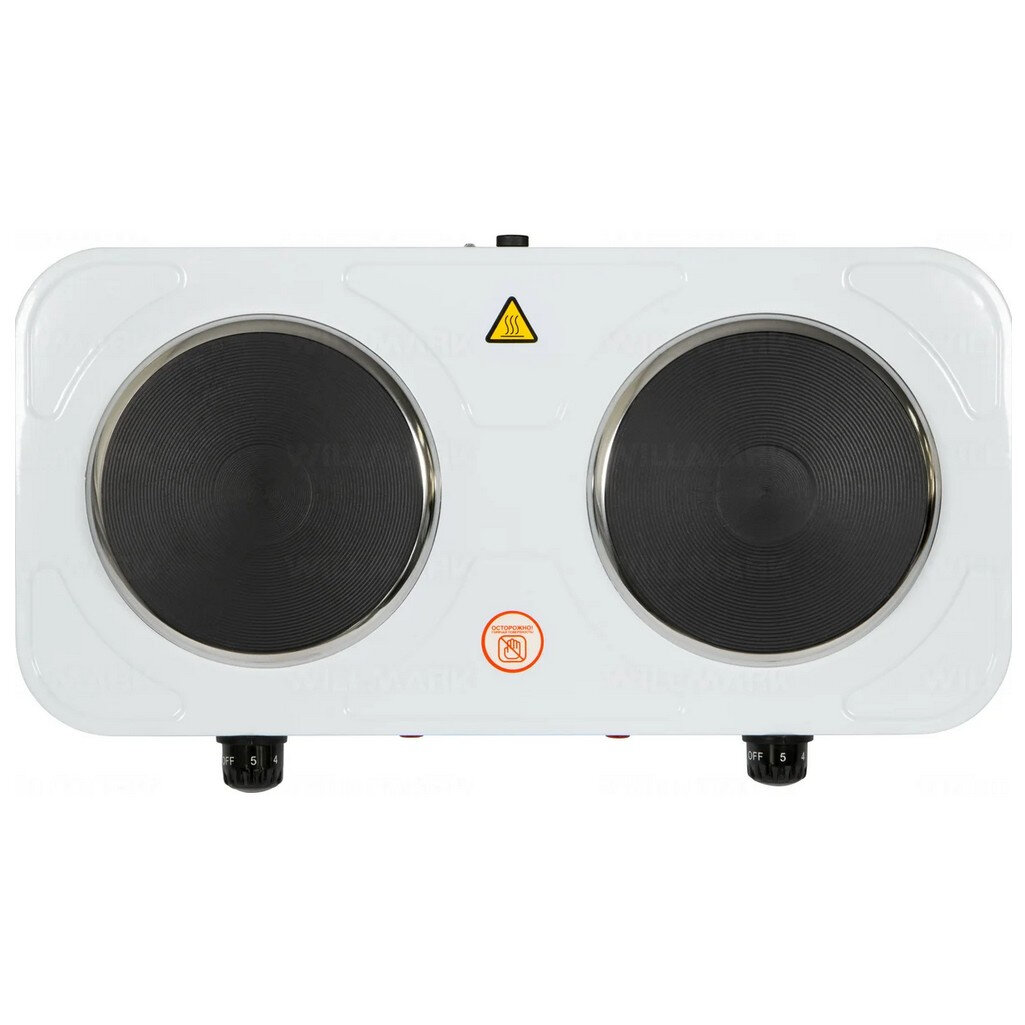 Электроплитка настольная Willmark НS-210W, 2 конфорки, цвет белый, 2 кВт