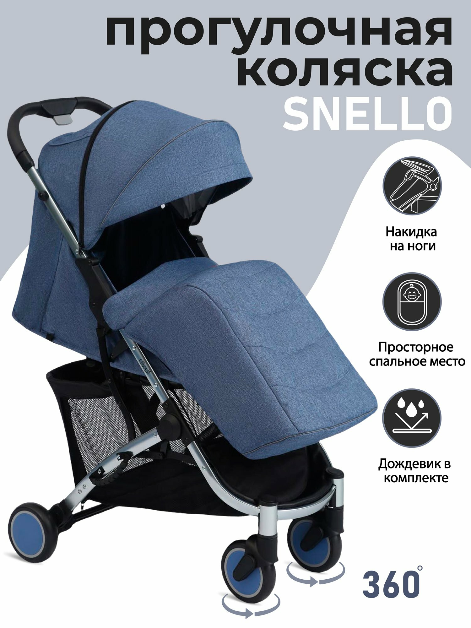 Коляска прогулочная детская Nuovita Snello (Denim / Джинcовый)