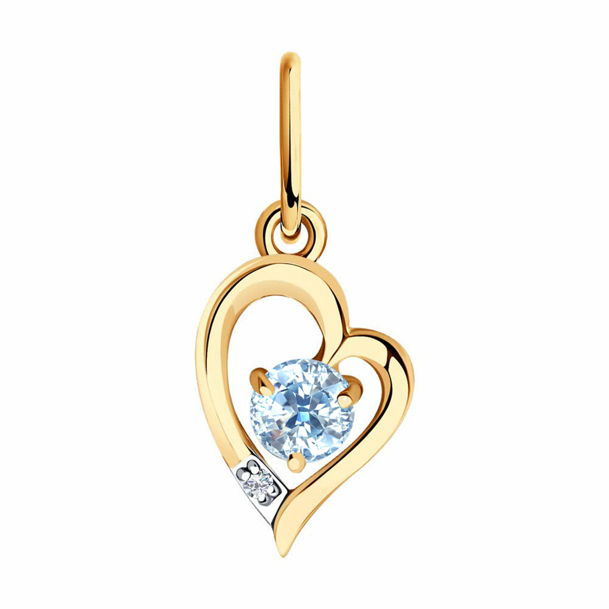 Подвеска, красное золото, 585 проба, топаз, фианит