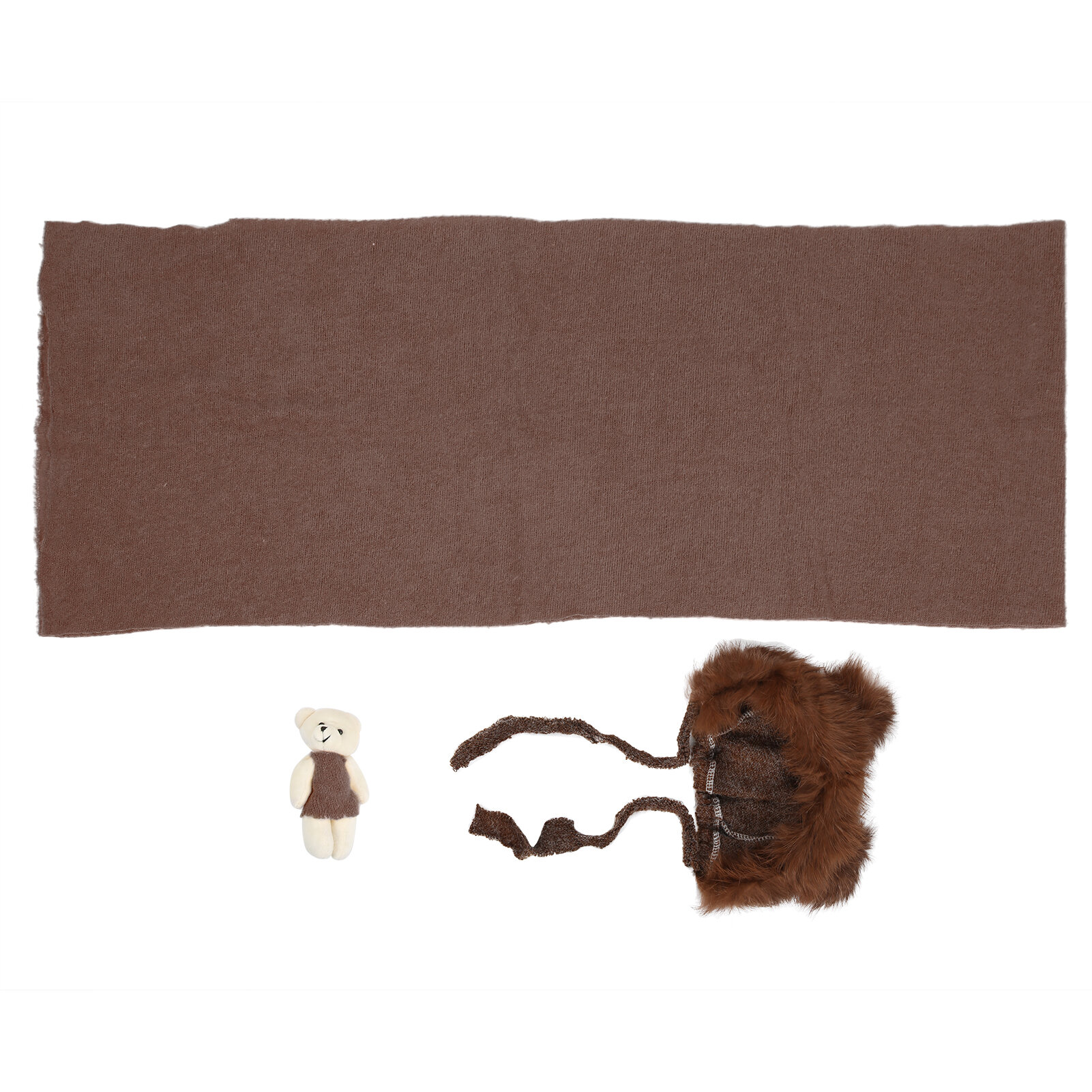 Набориз3предметовдляфотосессииноворожденных: шапочка, одеяло, игрушка, костюмдляноворожденного.