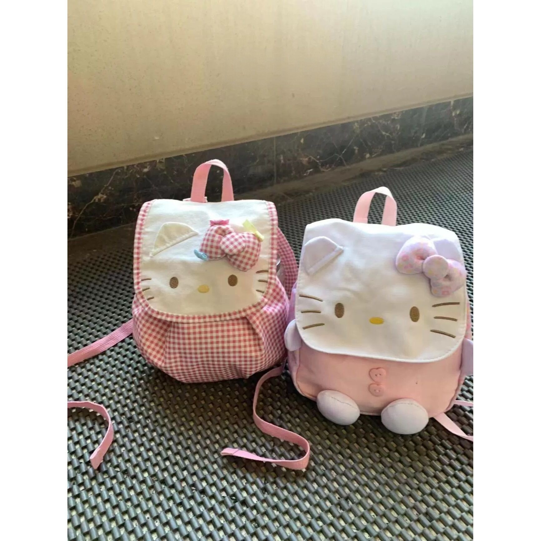 Милый рюкзак большой емкости в милую розовую клетку hellokitty, для начальной школы, кампуса средней школы