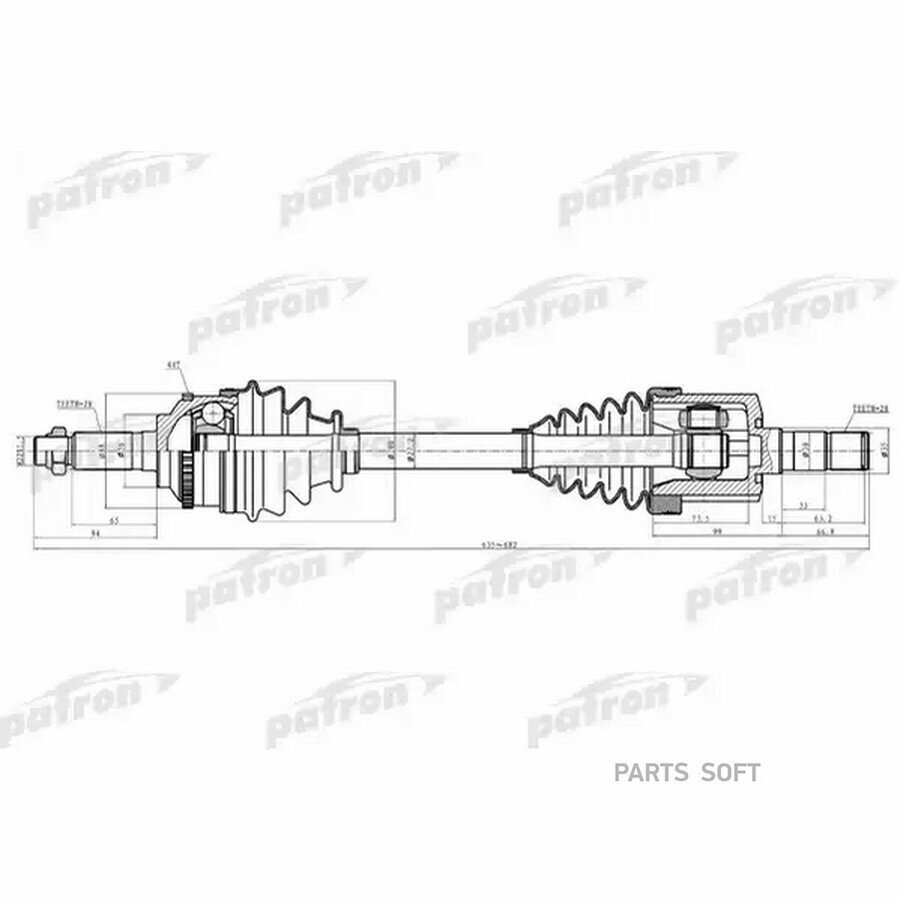 Полуось передн лев_FORD: ESCAPE 01-04 \ MAZDA: TRIBUTE 01-04 PATRON PDS2922 | цена за 1 шт