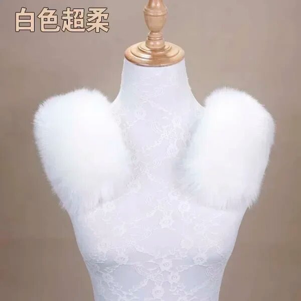 Qearlstar Женщины Faux Мех куртка украшение Мех плечо плечовая полоса 2pcs одежда сумка аксессуары,100,26,5, искусственный мех, полиэстер, полиэстер, серебристый/белый, SKU00340