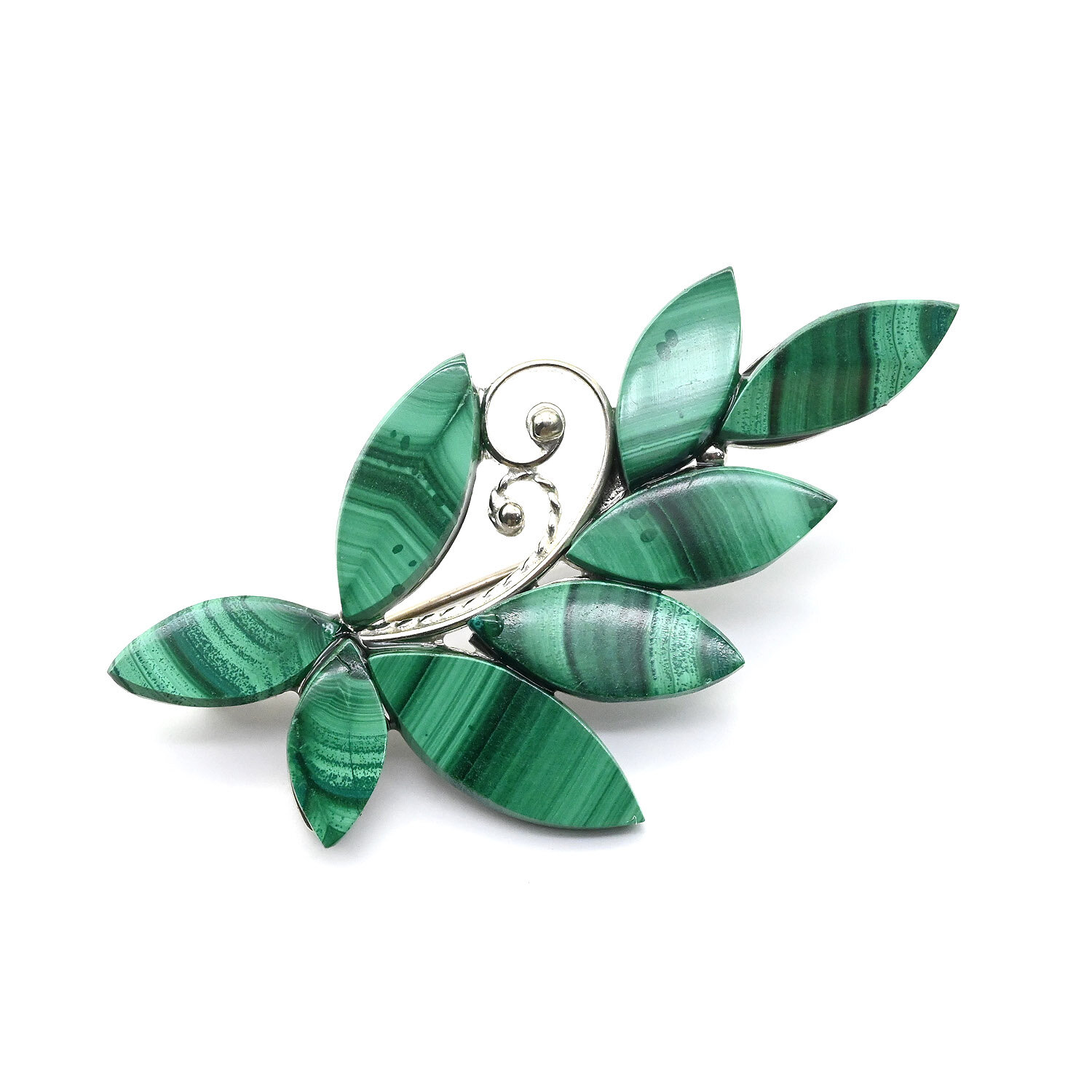 Брошь, малахит