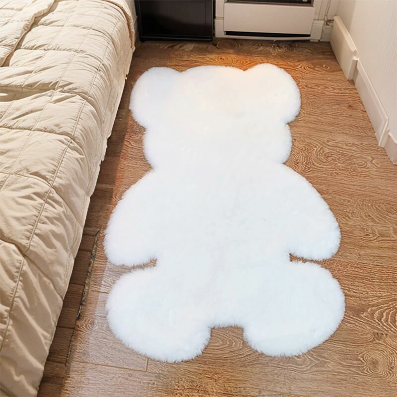 Ковер в форме медведя, мягкий материал из искусственного меха кролика, приятный на ощупь, может быть использован для украшения спальни гостиной детской комнаты 90x120CM