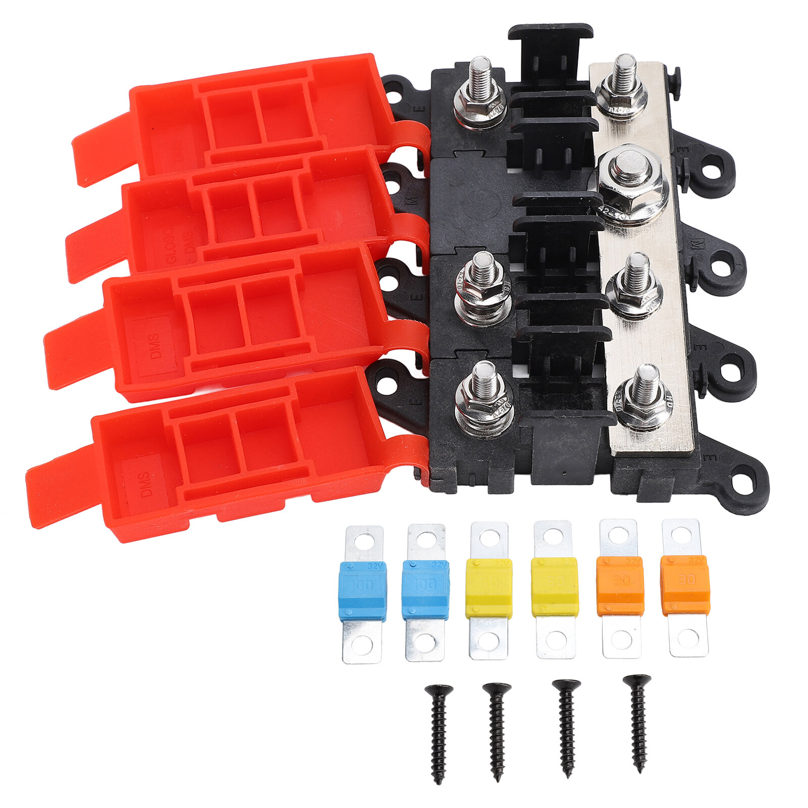 Комплект держателя предохранителя на болтах, 3-канальный, с предохранителями 30A, 60A, 100A