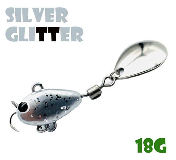 Блесна Тейл-Спиннер для рыбалки Uf-Studio Hurricane 18g #Silver Glitter