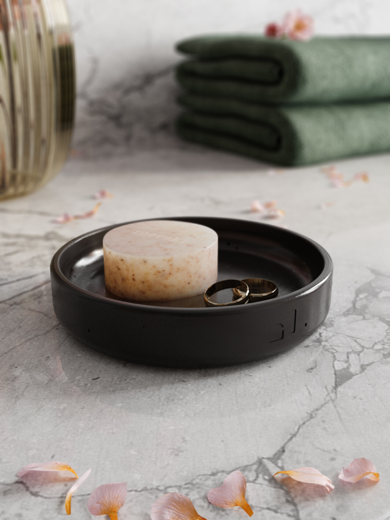 Интерьерная посуда для кухни и гостиной. Декоративная поднос - подставка 11х11 см. Bordeaux circle XS черная глянцевая.