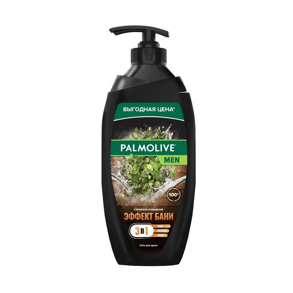 Гель для душа + шампунь для волос Palmolive Men 2в1 " Эффект Бани " глубокое очищение 750мл