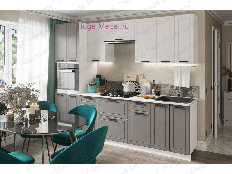 Кухня 2.6 метра "Альфа вулкан +белый" Huge Mebel . Ширина 2600. Кухонные гарнитуры