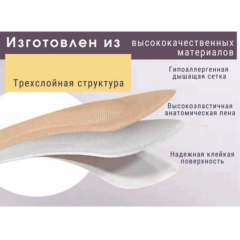 Пяткоудерживатель для обуви, запяточники от натирания, вкладыши от мозолей, стельки в кроссовки черные 6мм