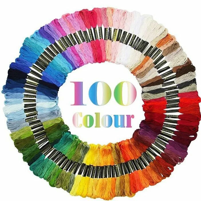 Мулине, набор ниток для вышивания, базовых цветов,100 цветов J