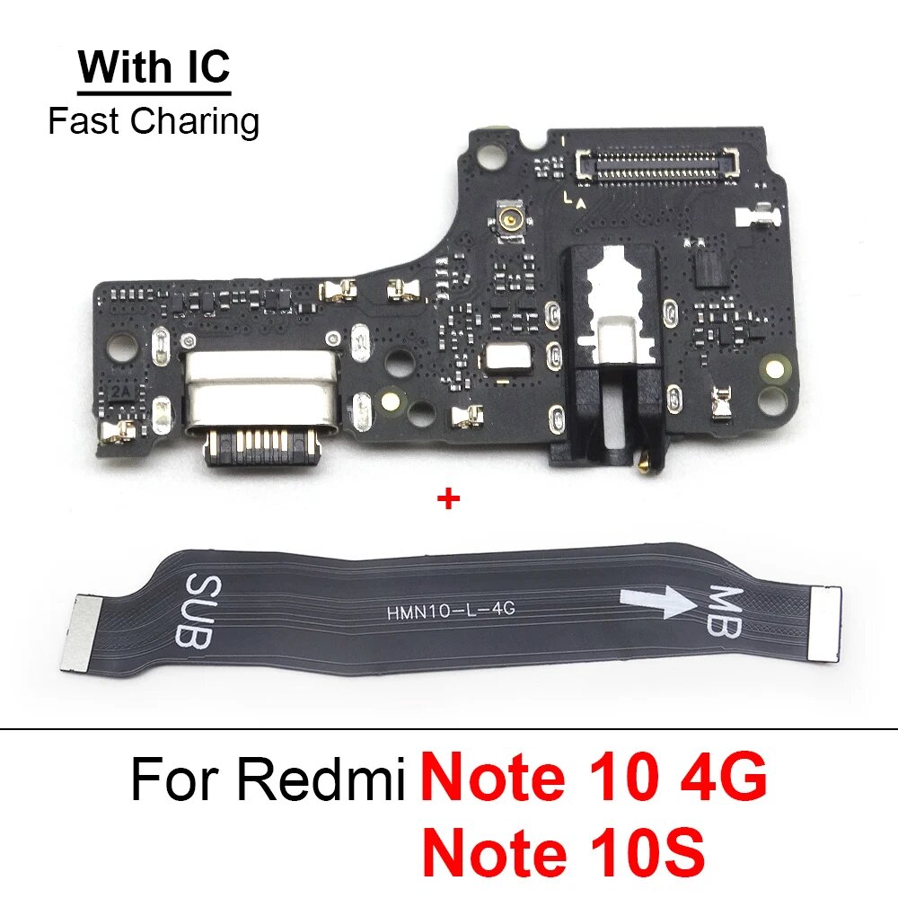 Для Xiaomi Redmi Note 10S USB-зарядная плата Redmi Note 10 4G Note10 Порт зарядного устройства Разъем для док-станции Основная материнская плата Гибкий кабель USB Main