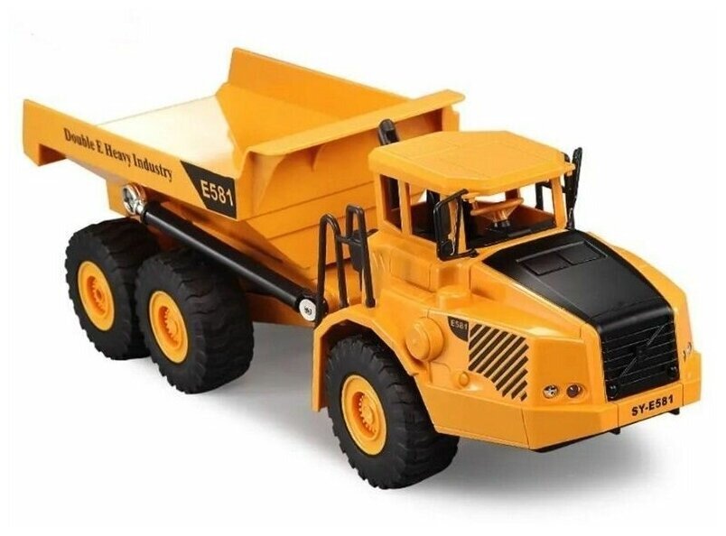 Самосвал на радиоуправлении Double E E581-003 VOLVO 1:26, желтый/черный, с пультом ДУ