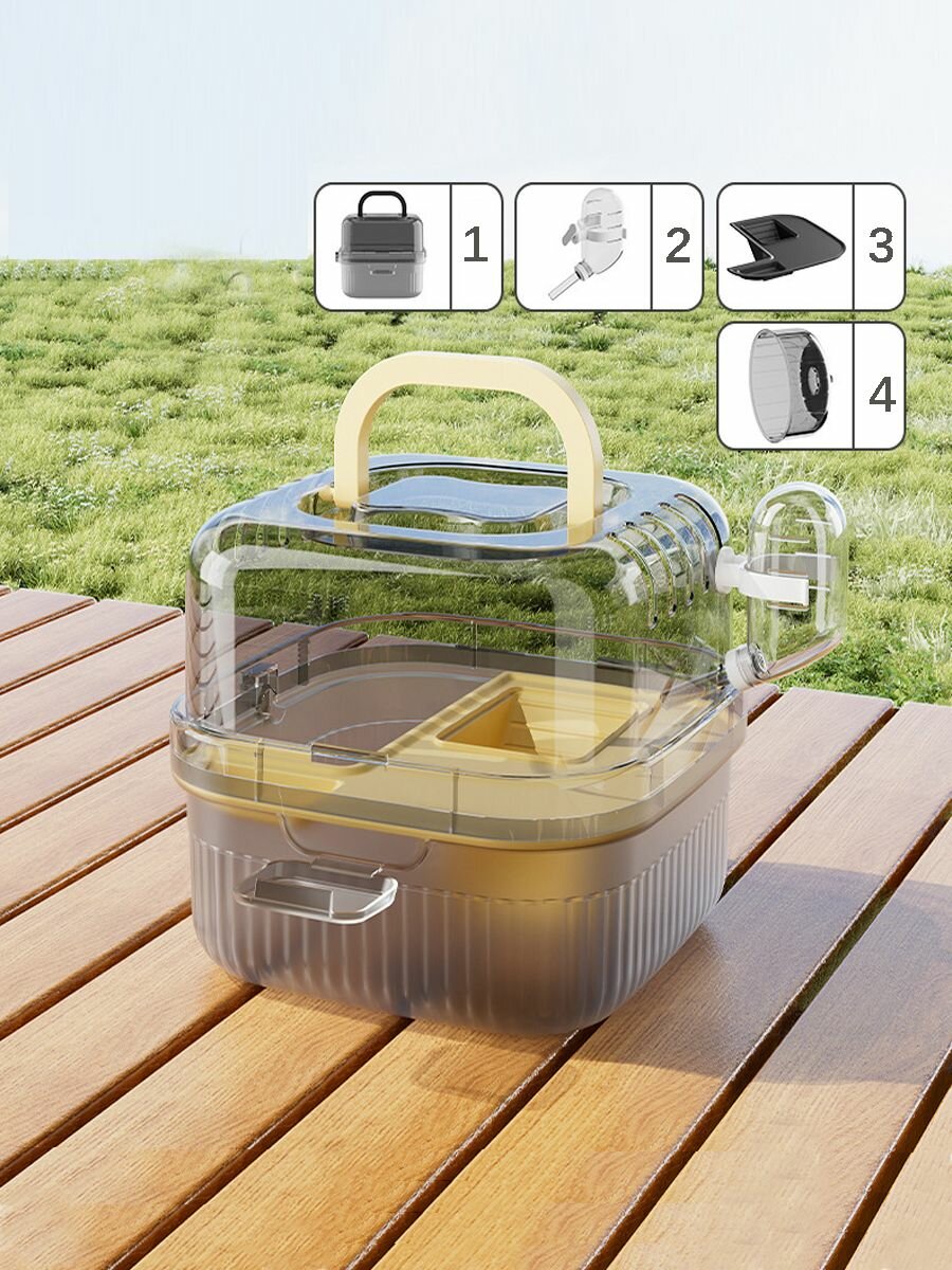 Двухэтажная клетка для хомяков с переноской просторный домик для шиншилл и грызунов, прозрачные стенки