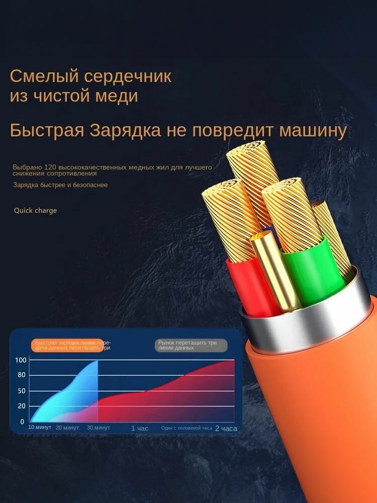 120W Супербыстрая зарядка 3-в-1 кабель для передачи данных для многих мобильных телефонов