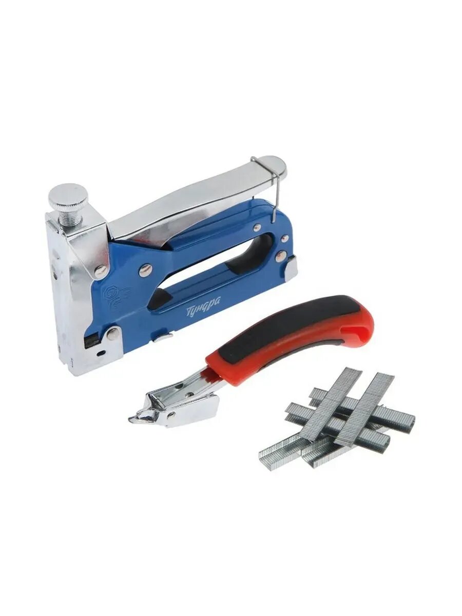 Мебельный степлер с кейсом и набором скоб