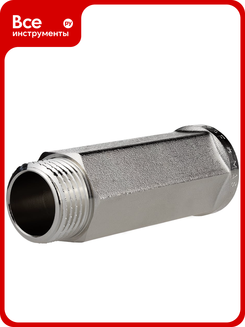 Удлинитель 1/2" сантехнический MPF на 60 мм шестигранный (никель) внутренняя-наружная резьба ИС.072800