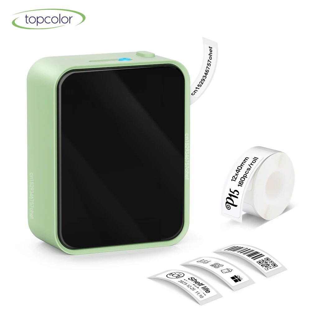 5PK P15 Рулон этикеточной бумаги или мини-портативный принтер P15 Принтер этикеток Bluetooth Принтер для изготовления этикеток Аналогично как этикетировочная машина D110 D11, Green