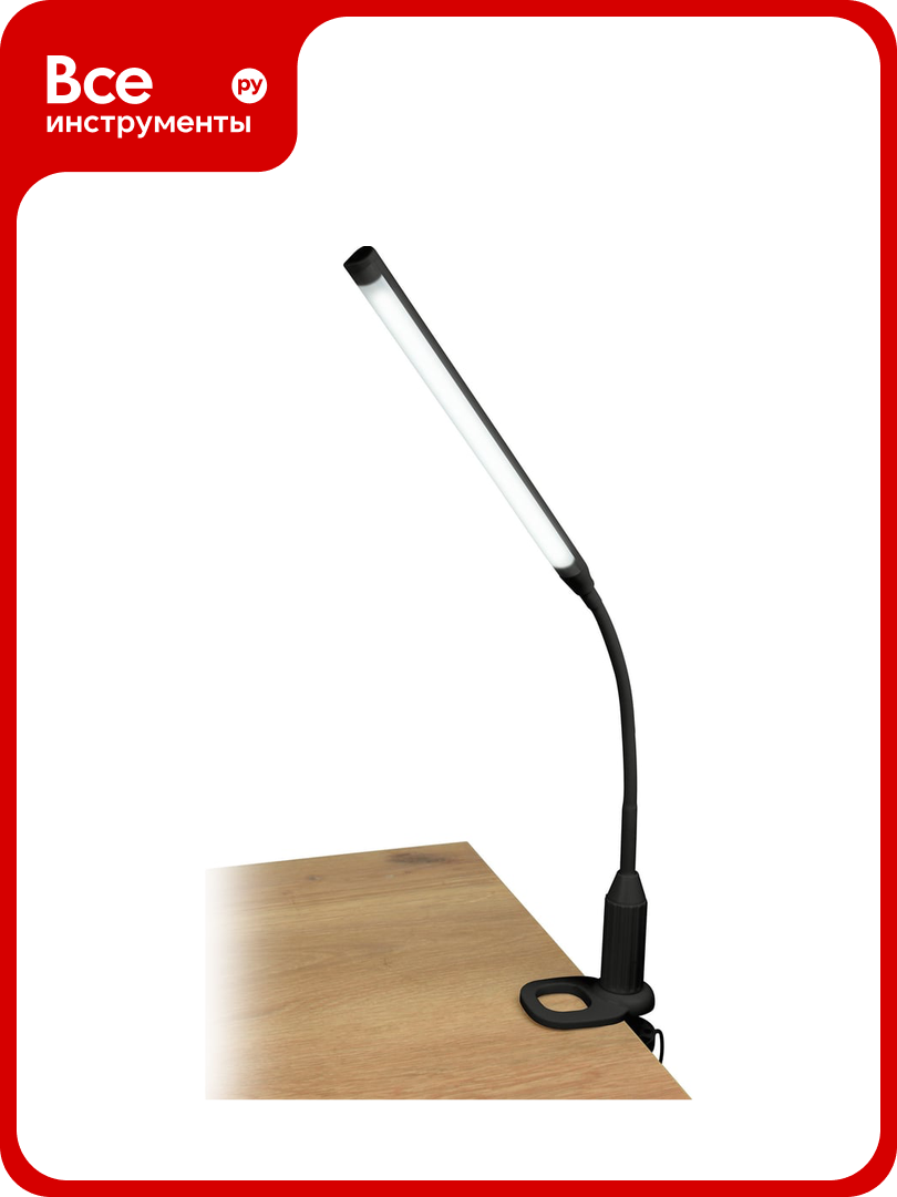 Настольный светильник Uniel светодиодный на струбцине TLD-572 Black с сенсорным управлением, диммером, черный корпус