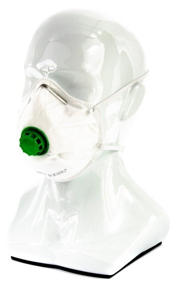 Респиратор исток с клапаном выдоха полумаска изолирующая противоаэрозольная, многослойная, одноразовая, из полипропилена, белая, FFP2 / защита органов дыхания