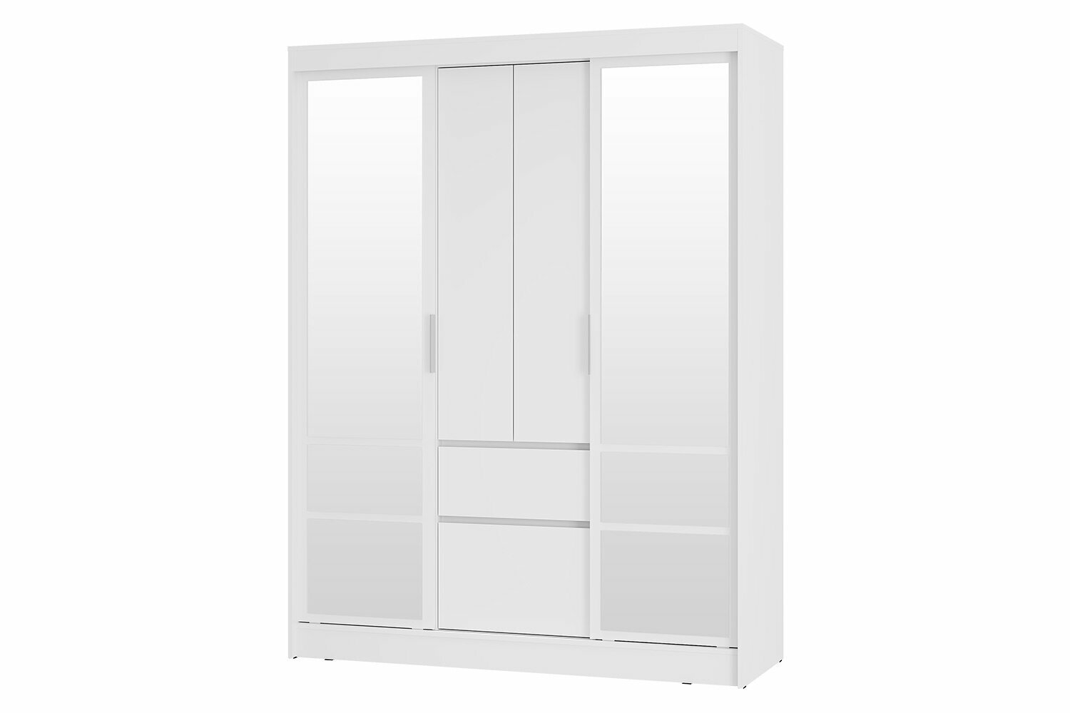 Шкаф-купе для одежды 4-х дверный Симпл, 160х210х58,2 см, белый, серебро