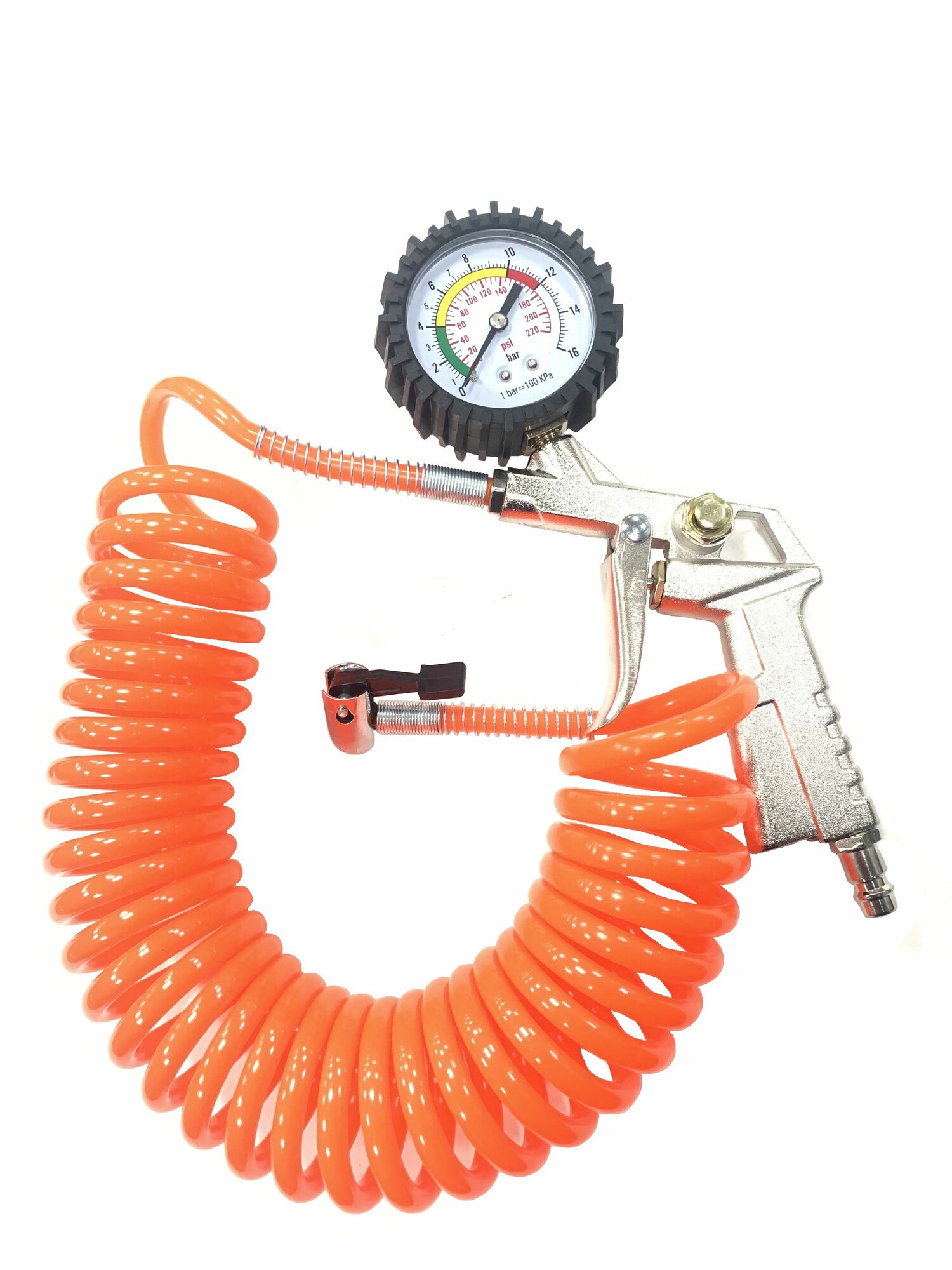 Пистолет для подкачки шин с манометром 16 атм. со шлангом