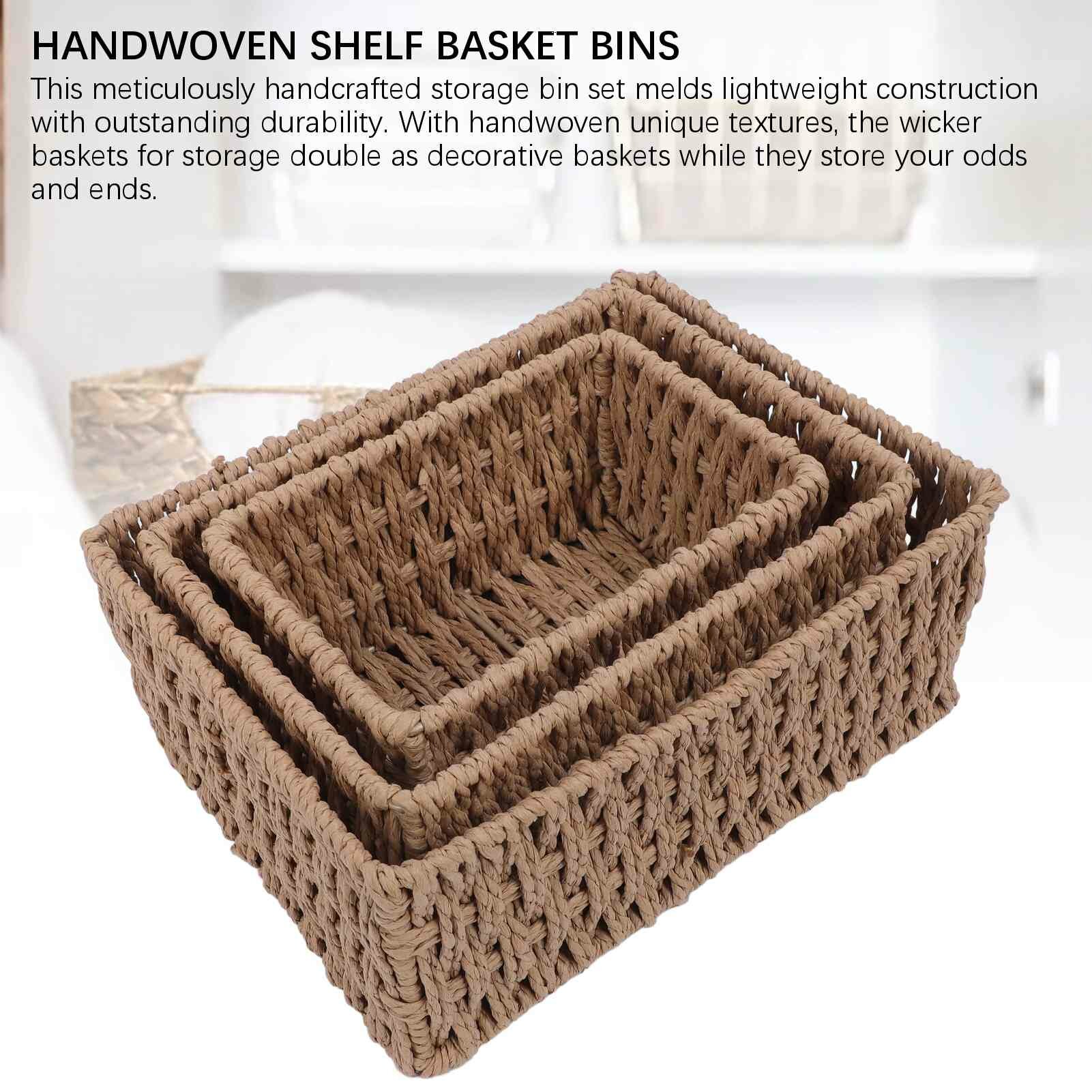 3 шт. плетеные корзины для хранения, органайзеры для полок, декоративные плетеные корзины для хранения, набор настольных органайзеров