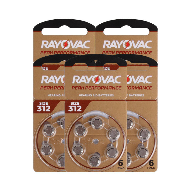 Батарейки RAYOVAC Peak 312 A312 (PR41) для слухового аппарата, 5 блистер (30 батареек)