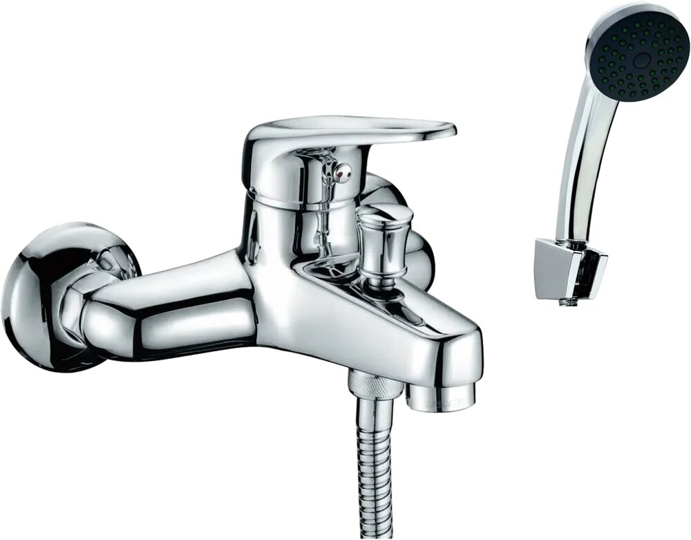 Смеситель для ванны с душем D-lin 629 D130629 с душевым гарнитуром, настенный, однорычажный, хром, глянцевый, с керамическим картриджем