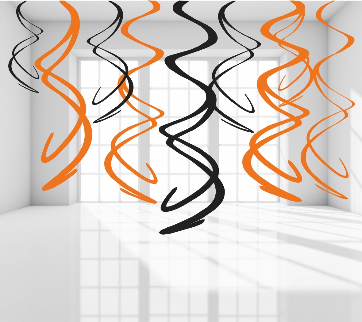 Спираль Сфера Сфера, для украшения помещения, 12шт, чёрно-оранжевая