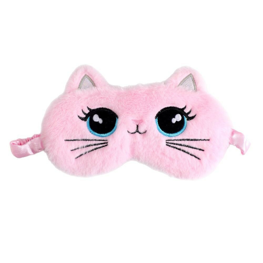 1 шт. Милая плюшевая маска для сна с изображением кота, мультяшная маска для сна, мягкая повязка на глаза с рисунком мордочки кота, удобная маска для сна для детей и взрослых, для сна, путешествий и отдыха