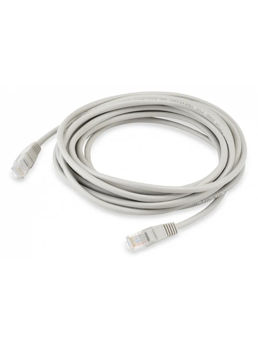 Патч-корд UTP-5E-5M-G UTP 4 пары cat.5E CCA molded 5м серый