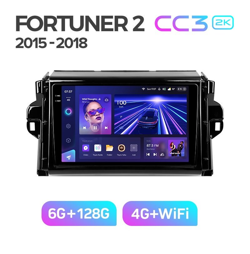 Магнитола TEYES TOYOTA FORTUNER 2015-2020 г. CC3 2K 6/128ГБ