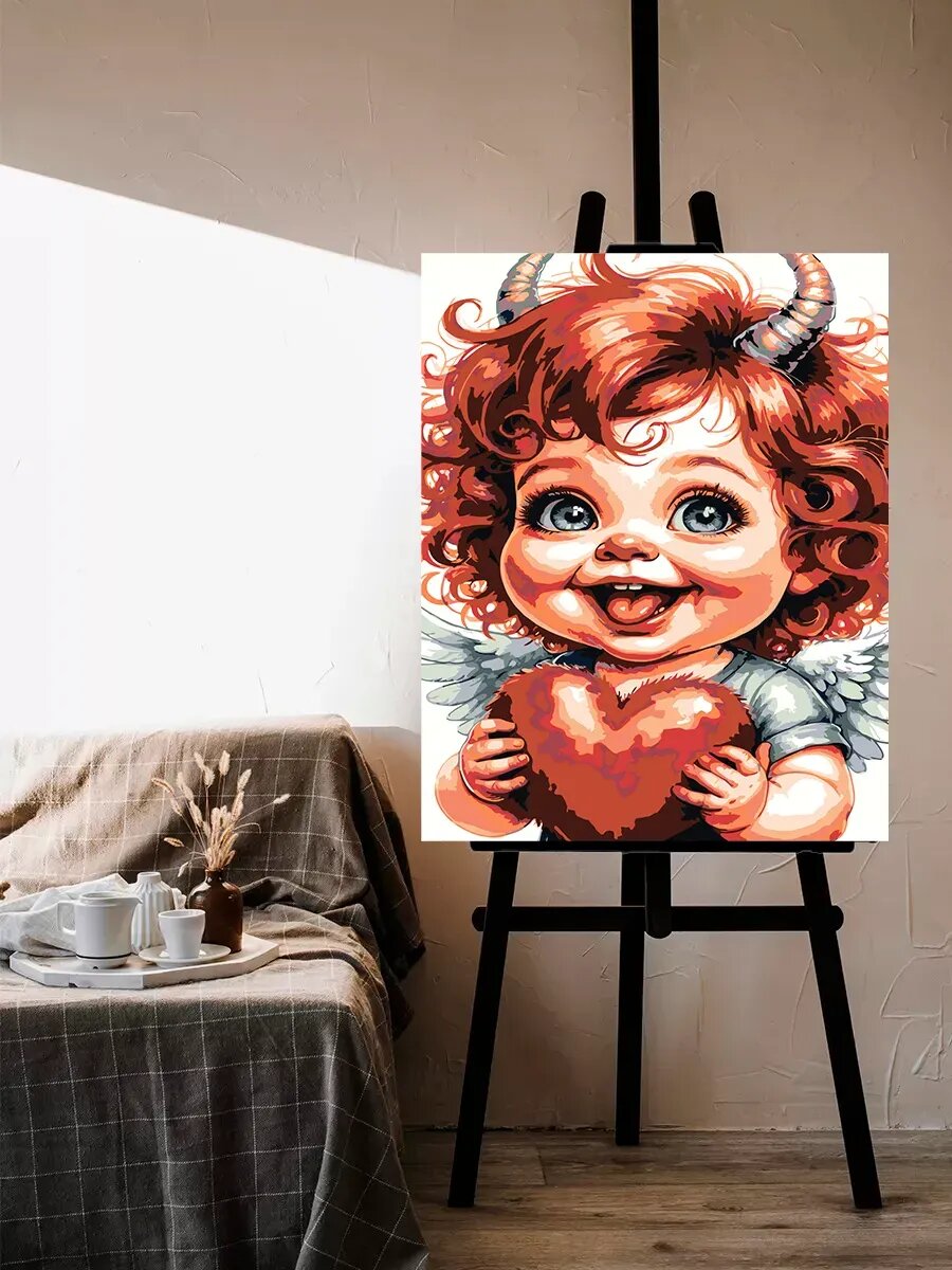 Картина по номерам Маленький Мультяшный Ангелочек