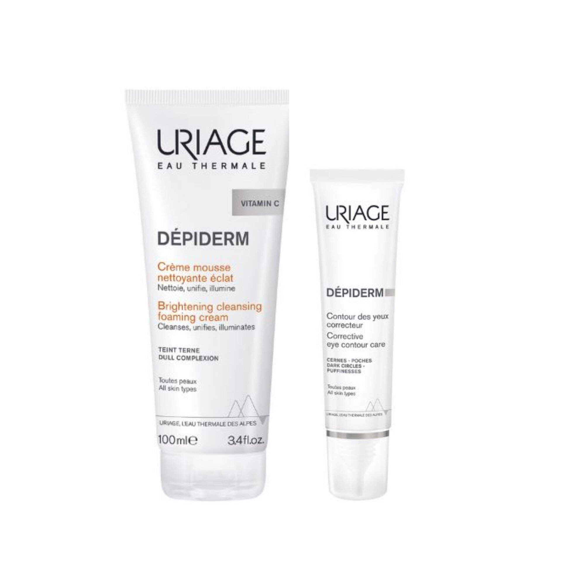 Урьяж депидерм Набор: Уход для кожи контура глаз, 15 мл + Очищающий крем-мусс, 100 мл / URIAGE Depiderm