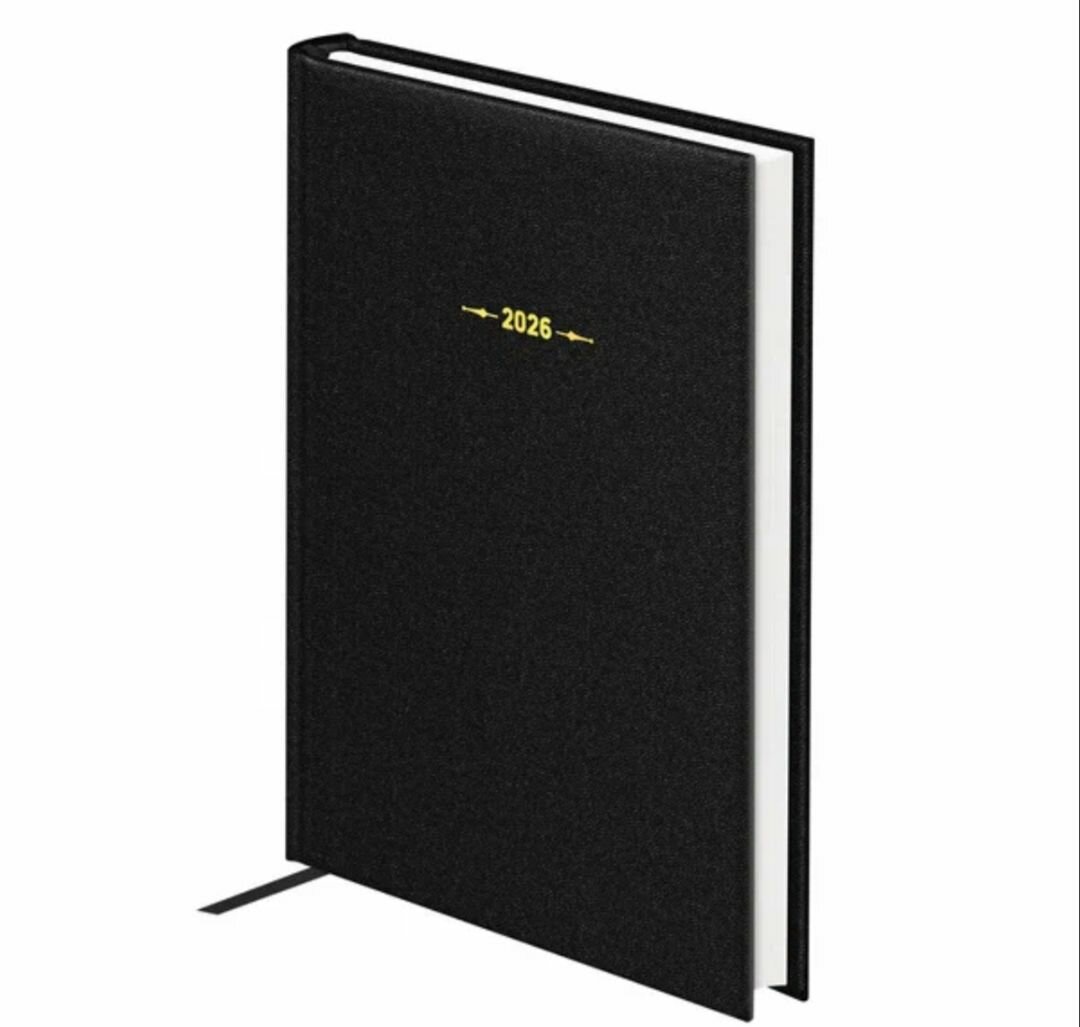 Ежедневник датированный 2026 год, А5, 176 листов, твердый переплет, балакрон, BG "Ariane. Black", черный