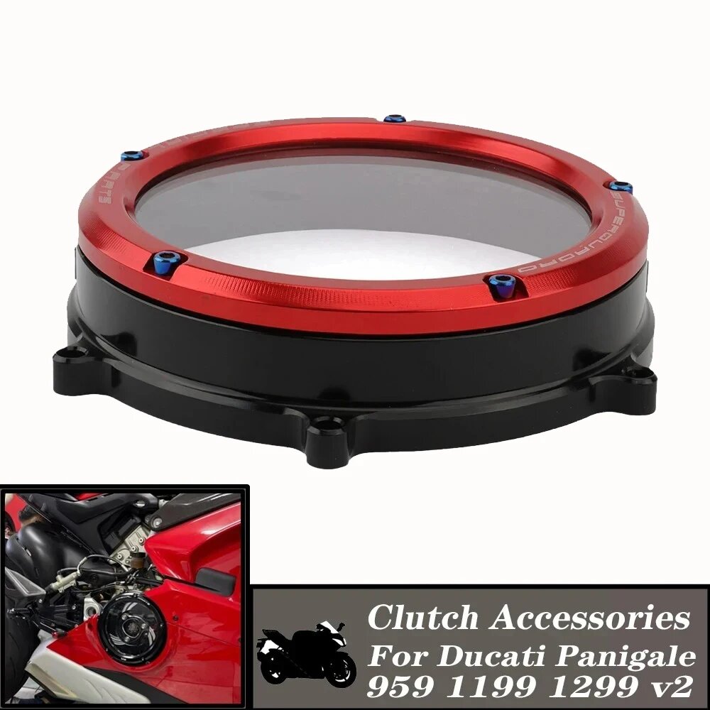 Для Ducati водонепроницаемая защитная защита из алюминиевого сплава Panigale 959 1199 1299 V2 2020-2021 прозрачная крышка сцепления двигателя мотоцикла Красный, Синий