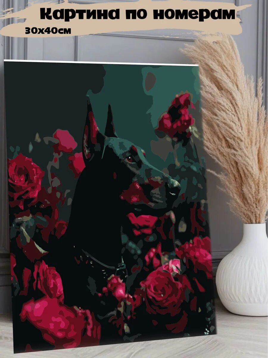 Картина по номерам 30x40 см доберман