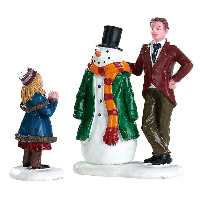 Набор фигурок Папа с Дочкой слепили Снеговика 7 см, 2 шт, Lemax, 82585-lemax