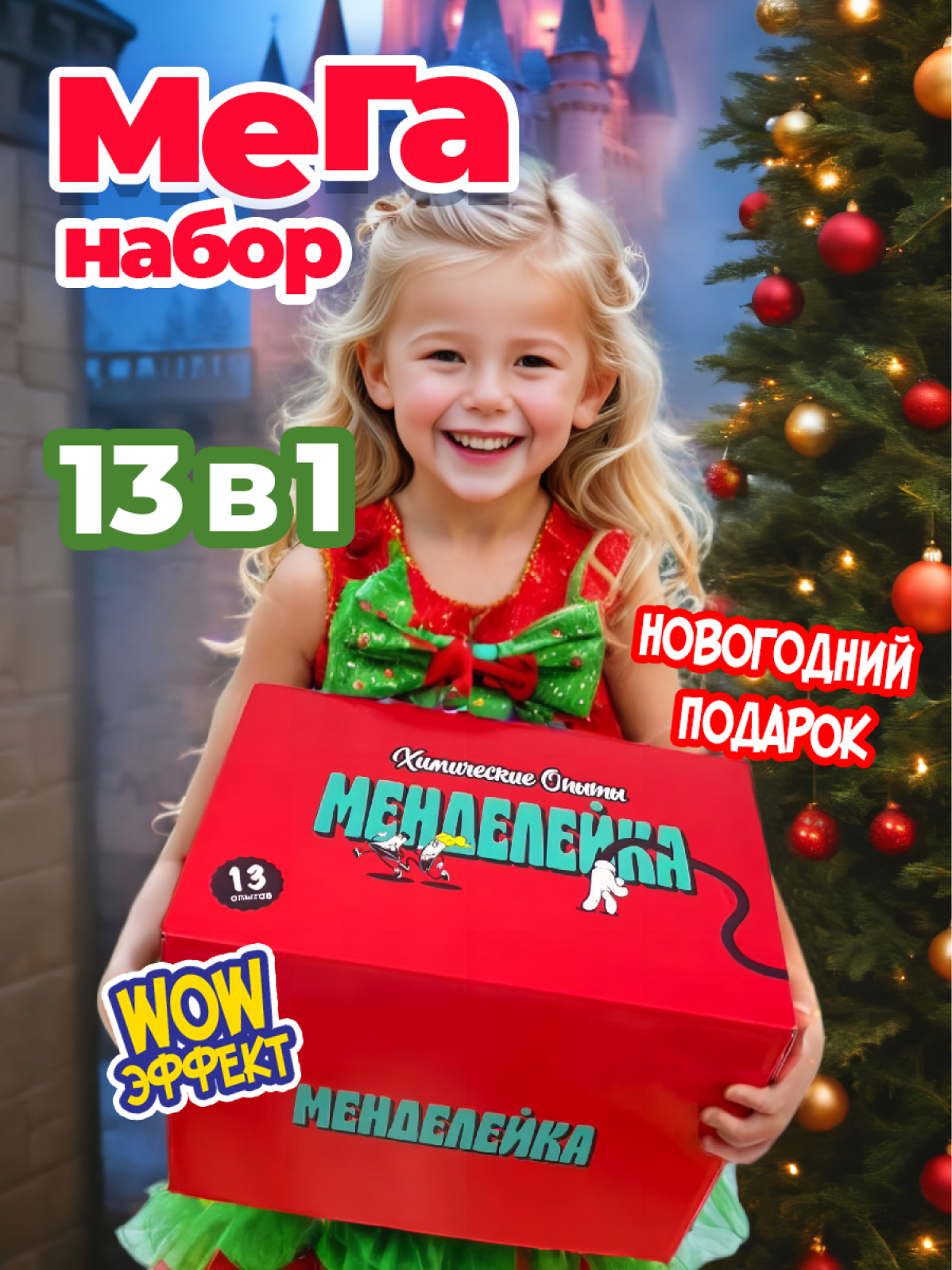Набор для опытов Менделейка, для мальчиков и девочек, 13 опытов, от 5 лет, подарок на новый год