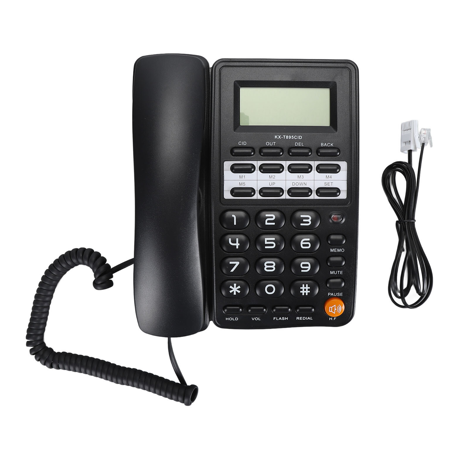 Настольный телефон Телефон Отель Landline Phone Big Oval Button Home Borded Телефон HD -вызывающий экран дисплея Проводной телефон для Британии Black