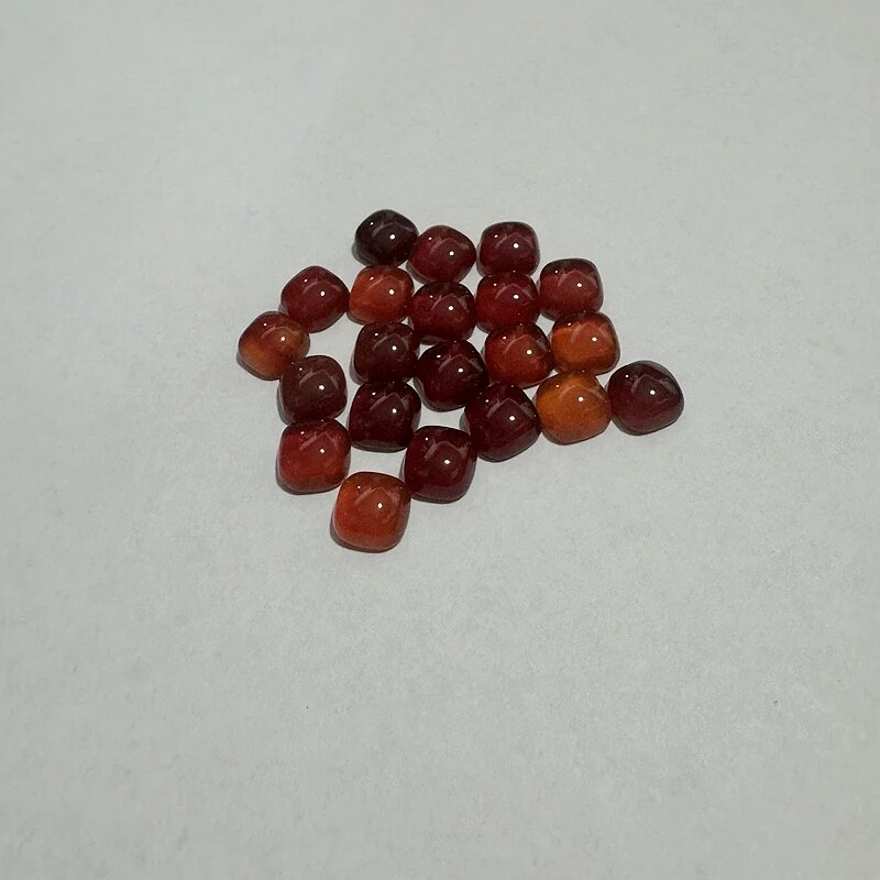 PANGEM-оптовая продажа 2 шт./лот натуральный красный сердолик агат 8 мм 10 мм простой квадратный Драгоценный Камень Кабошон Подушка бусины, ювелирные изделия кольцо лицо