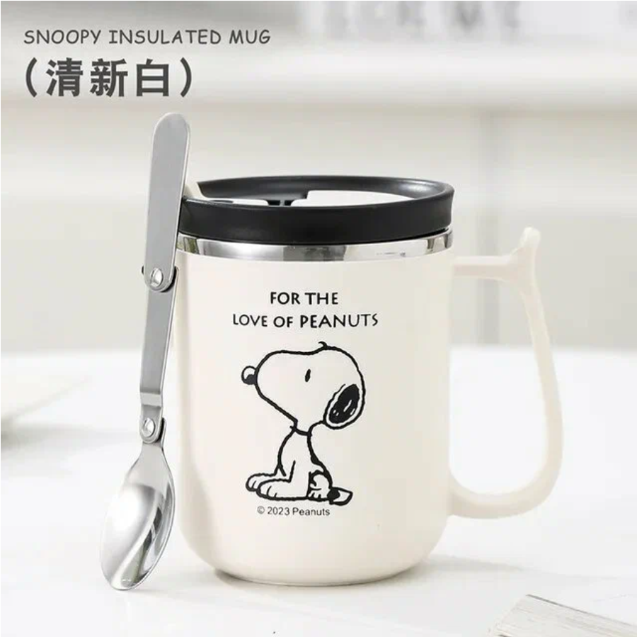 Кружка из нержавеющей стали Snoopy объемом 500 мл с ложкой.