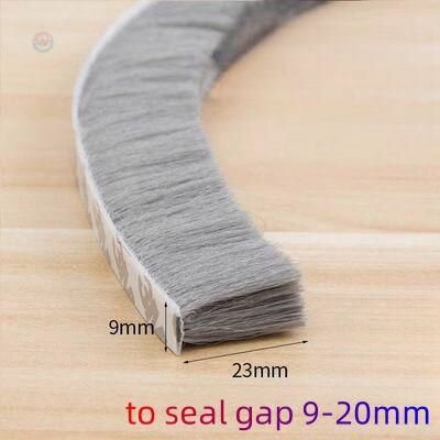 Самоклеящаяся уплотнительная щетка 9x23 мм, 10 м серого цвета, погодная лента от сквозняков для дверей и окон, тепло- и звукоизоляция, защита от пыли и насекомых