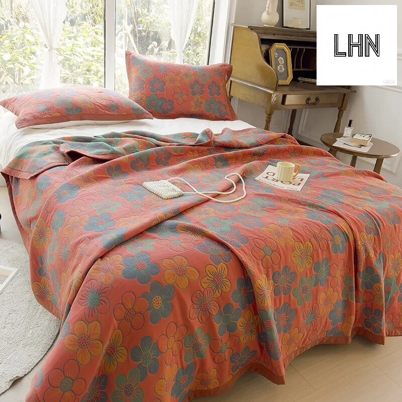 Одеяло CHAUSUB "Home F", хлопковое, жаккардовое, винтажное, 3 слоя