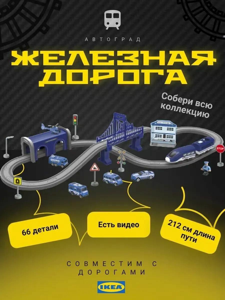 Железная дорога с поездом электропоезд